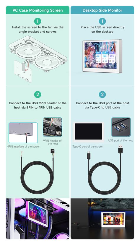 Usb Monitor Aio Lcd Screen Type C Interface Cnc Metal Case मॉनीटर
