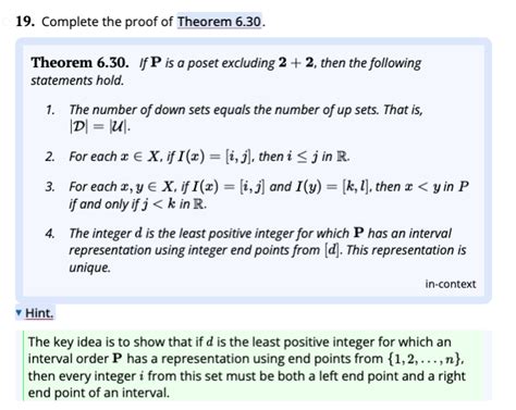 Solved Theorem If P Is A Poset Excluding Then The Chegg Com