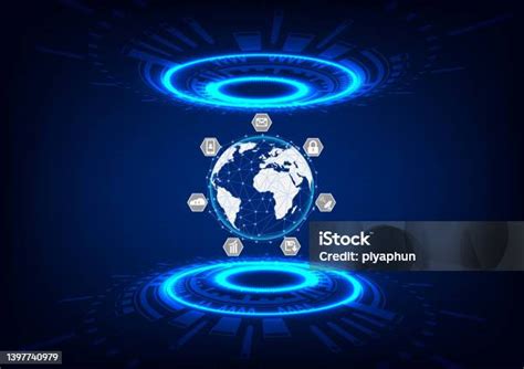 그래픽 디자인 컨셉 하이테크 기술 네트워크 연결 미래 미래 지향적 인 연결 통신 벡터 일러스트 레이 션 빅데이터에 대한 스톡 벡터 아트 및 기타 이미지 Istock