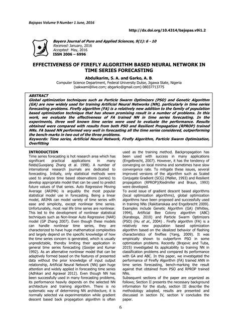 Pdf Effectiveness Of Firefly Algorithm Based Neural Network In Time