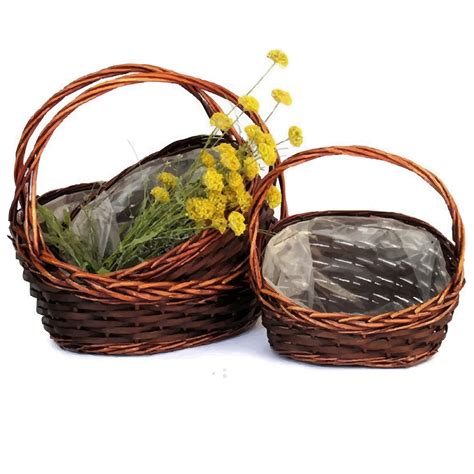 Cesta De Mimbre Marrón Ovalada 32x23x35 Esencia Andalusí
