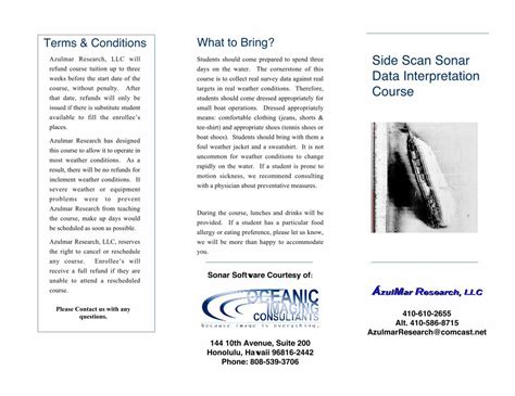 Pdf Side Scan Sonar Data Interpretation Course Oic Welcome … · · 2007 01 12course Schedule