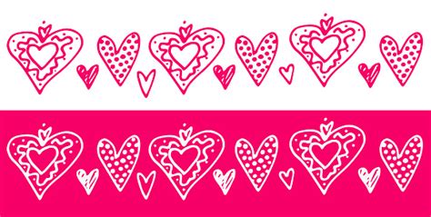 흰색 배경에 밝은 분홍색 벡터 하트의 줄무늬 손으로 그린 패턴과 분홍색 배경에 흰색 하트가 있는 배너 스케치 세트 배경의 배경 그림입니다 장식 인쇄 종이로 만든 결혼식 초대