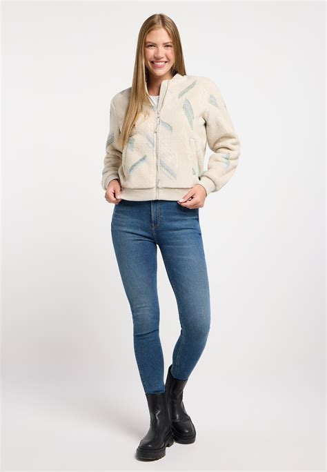 Flauschige Teddyjacke Cairro Print Im College Stil Mit Abstraktem Muster