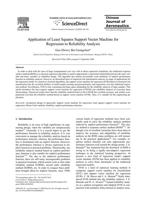 PDF Application Of Least Squares Support Vector Machine For Regression To Reliability Analysis