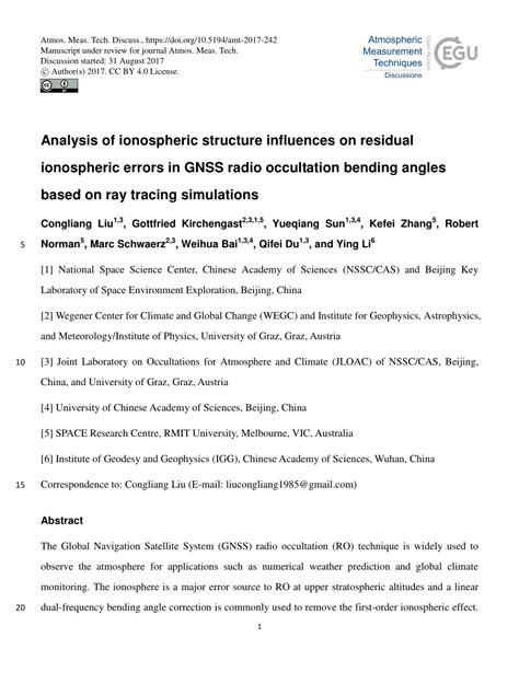 Pdf Analysis Of Ionospheric Structure Influences On Residual