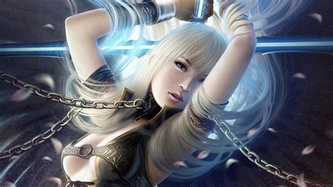 Обои на рабочий стол Девушка в цепях с мечем в руках обои для рабочего стола скачать обои