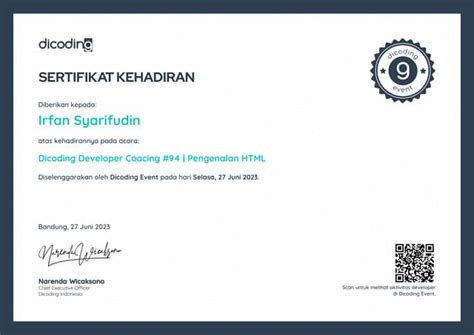 Dicoding Developer Coacing 94 Pengenalan Html Certificate Pdf