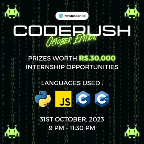 🎃️rush And Register For Coderush October Edition 👾 ⌚️time 9 1130