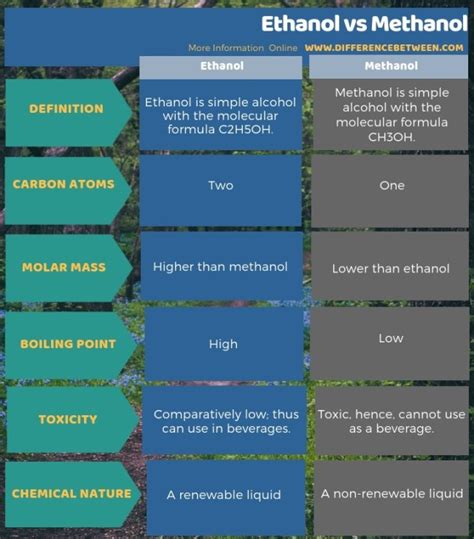 Difference Between Ethanol And Methanol Compare The Difference Between Similar Terms