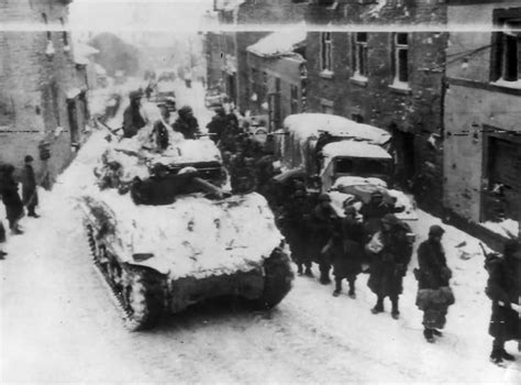3rd Armored Division M4a3e2 Sherman Jumbo Tank And 83rd Infantry In