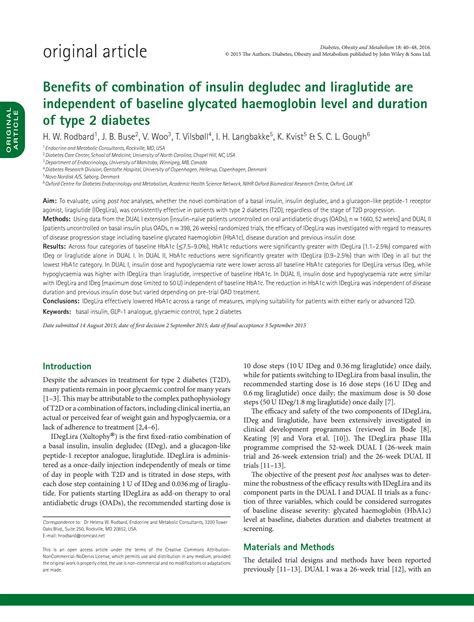 Solution Benefits Of Combination Of Insulin Degludec And Liraglutide