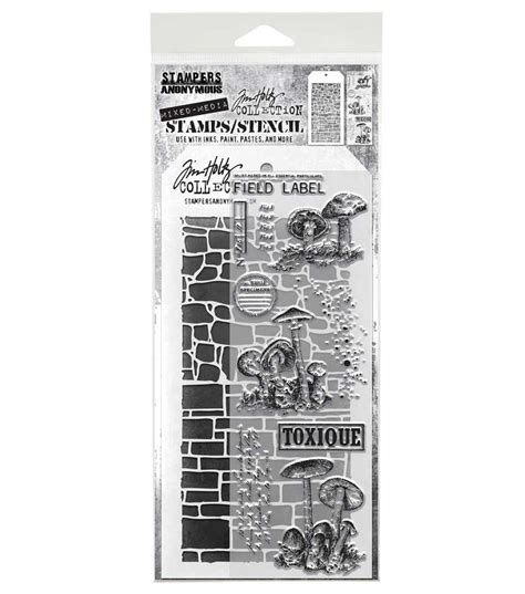 Stampers Anonymous Tim Holtz Mixed Media Stamps And Stencil Set
