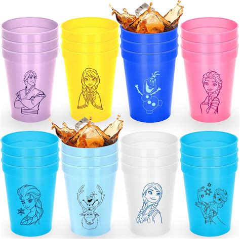Ezlopecon Cartoon Party Plastic Cups 24 Pcs Frozen Themed