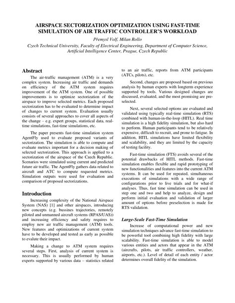Pdf Airspace Sectorization Optimization Using Fast Time Simulation Of Air Traffic Controllers
