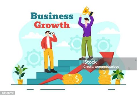 비즈니스 성장 벡터 일러스트 레이 션 화살표 목표 방향 위로 이익 증가 부스트 및 아이디어 계획 돈 평면 배경에서 증가 개발에 대한 스톡 벡터 아트 및 기타 이미지 Istock