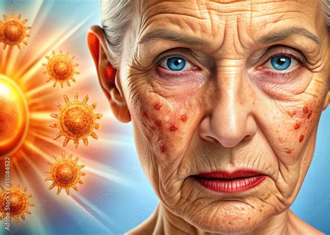 Wrinkled Skin Sunspots And Redness Illustrate The Detrimental Effects