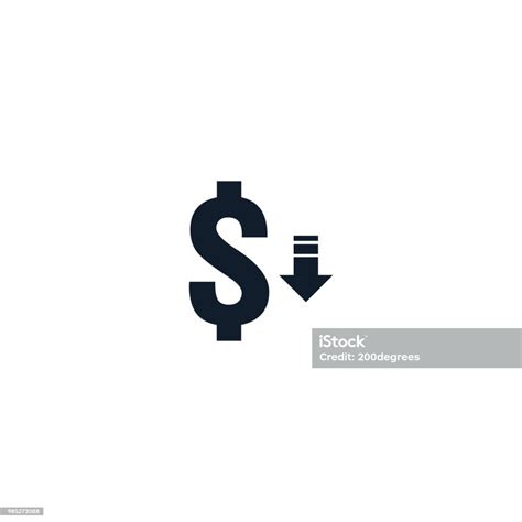 Dollar Decrease Icon Money Symbol With Arrow Stretching Rising Drop