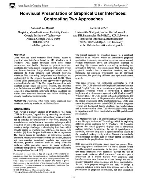 Pdf Nonvisual Presentation Of Graphical User Interfaces Contrasting Two Approaches