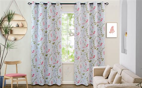 Linentalks Floral Bedroom Curtains 84 Inches Long 2 Panels