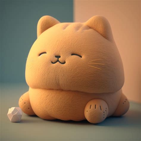 Premium Photo Cute Squishy Cat Plush Toy Illustration