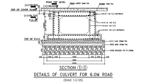 Sectional Detail Of Culvert Design In Autocad 2d File