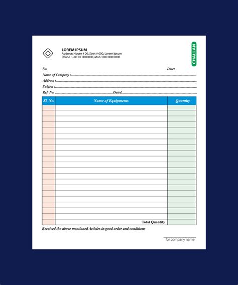 Bill Challan Template Design Challan Delivery Challan Challan Form Bill Of Entry Lodgment