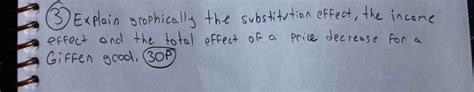Solved Explain Graphically The Substitution Effect The