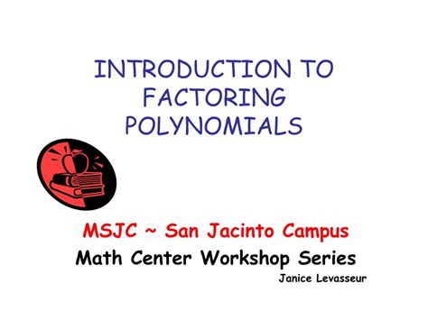 PPT INTRODUCTION TO FACTORING POLYNOMIALS PowerPoint Presentation Free Download ID