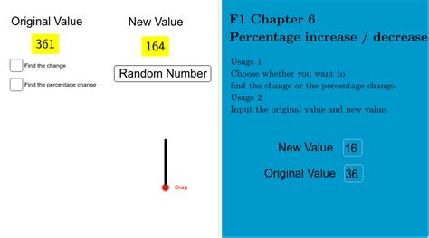 F1 Percentage Increase And Decrease Geogebra