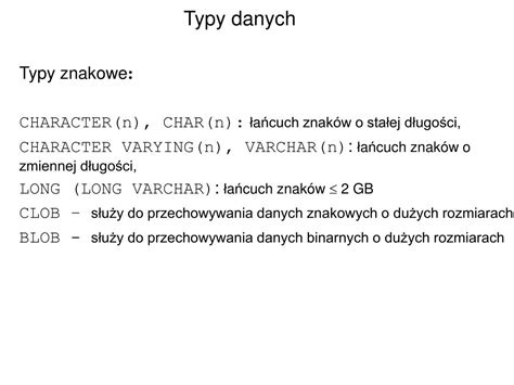 Ppt J ę Zyk Sql Structured Query Language Ddl Data Definition
