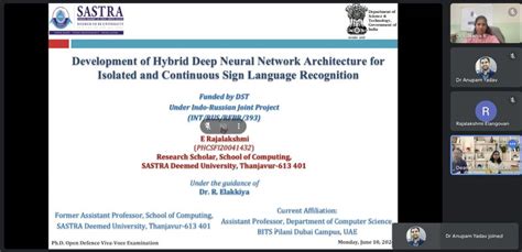 Elakkiya R On Linkedin Phdcompletion Signlanguagerecognitionresearch 23 Comments