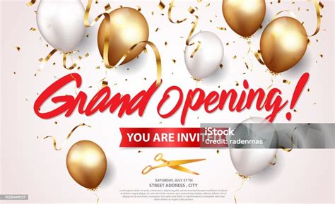 골드와 레드 리본과 색종이가 있는 그랜드 오프닝 카드 디자인 0명에 대한 스톡 벡터 아트 및 기타 이미지 0명 Inaugural Parade 가위 Istock