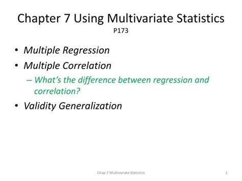 Ppt Chapter 7 Using Multivariate Statistics P173 Powerpoint