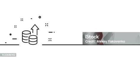 위쪽 화살표가있는 동전 더미 소득 돌멩이 이익 개인 성장 마케팅 비용 회계 돈 급여 달러 개념 한 줄 스타일 비즈니스 및 광고에