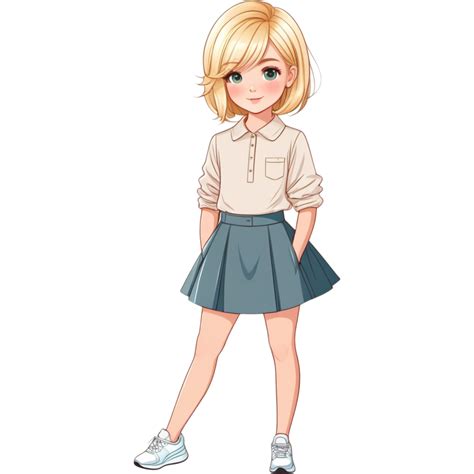 Cute Blonde Girl With Elegant Haircut Ai Generative 32477271 Png