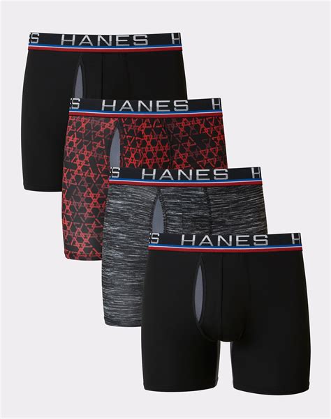 Mens Hanes Sport™ 4 Pack X Temp® Total Support Pouch™ Boxer Briefs