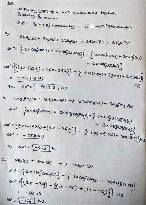 [solved] use the values of a hf to calculate ah for the following