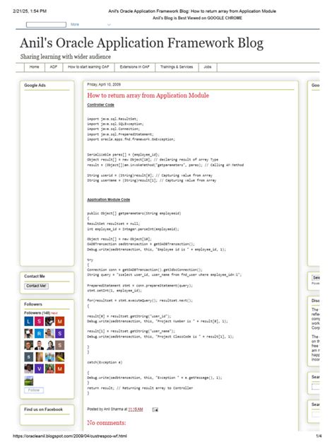 Anils Oracle Application Framework Blog How To Return Array From Application Module Pdf