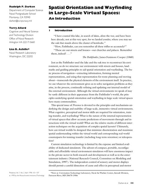 Pdf Spatial Orientation And Wayfinding In Large Scale Virtual Spaces