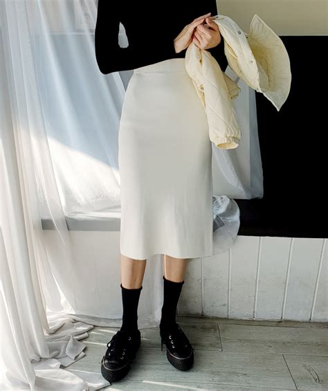 도도스타일 Xsfree 69cm 키작녀맞춤 울 모찌니트 키작녀롱스커트