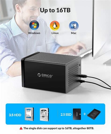 Orico 5 Bay Raid Hard Drive Enclosure Magnetic Aluminum Usb 3 0 To Sata For 3 5 Inch Hdd Tool