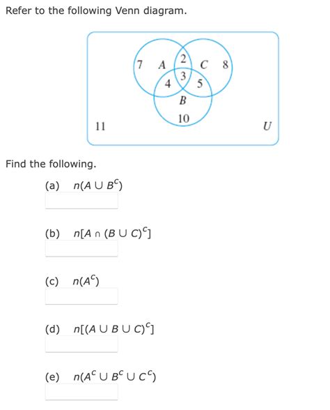 Solved Refer To The Following Venn Diagram Find The Chegg
