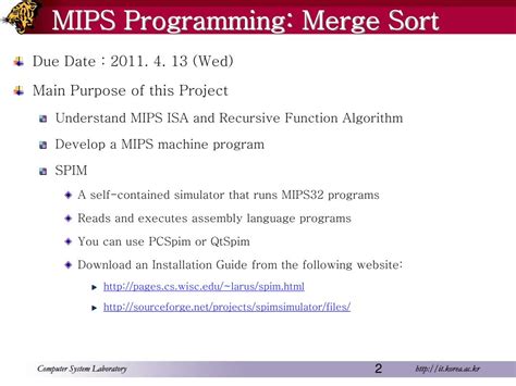Ppt 2011 Computer Architecture Project 1 Mips Programming Merge