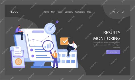 Premium Vector Team Overseeing Performance Metrics On Large Dashboard Magnifying Data Details