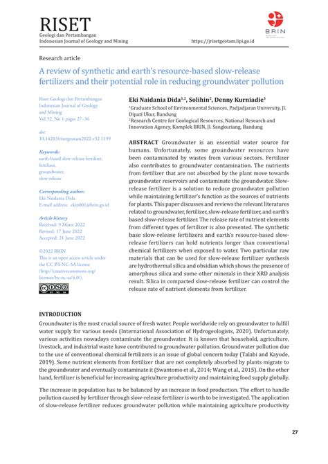 Pdf A Review Of Synthetic And Earths Resource Based Slow Release Fertilizers And Their