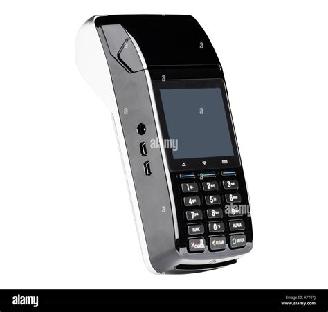 POS Payment Terminal With GPRS Isolated On White Background Stock Photo