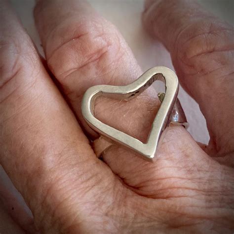 Silver Heart Ring Sterling Silver Heart Valentines Day Ring Etsy