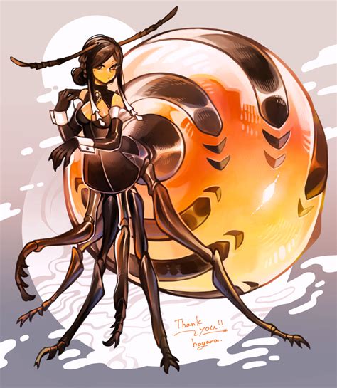 Safebooru 1girl Ant Girl Antennae Arthropod Girl Black Dress Black