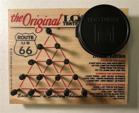 The Original Iq Tester Route Us 66 Deluxe Edition Wooden Board Peg Game